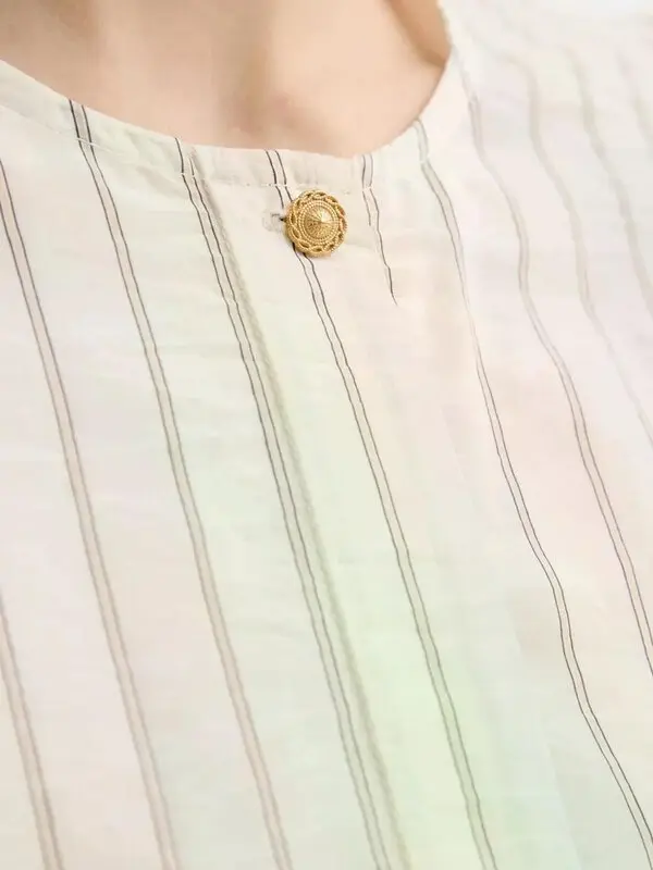SESSUN Puff-sleeve Striped Blouse