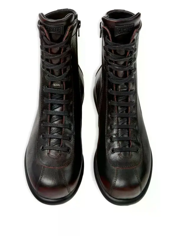 Camper Ariel Lace-up Leather Boots - Red