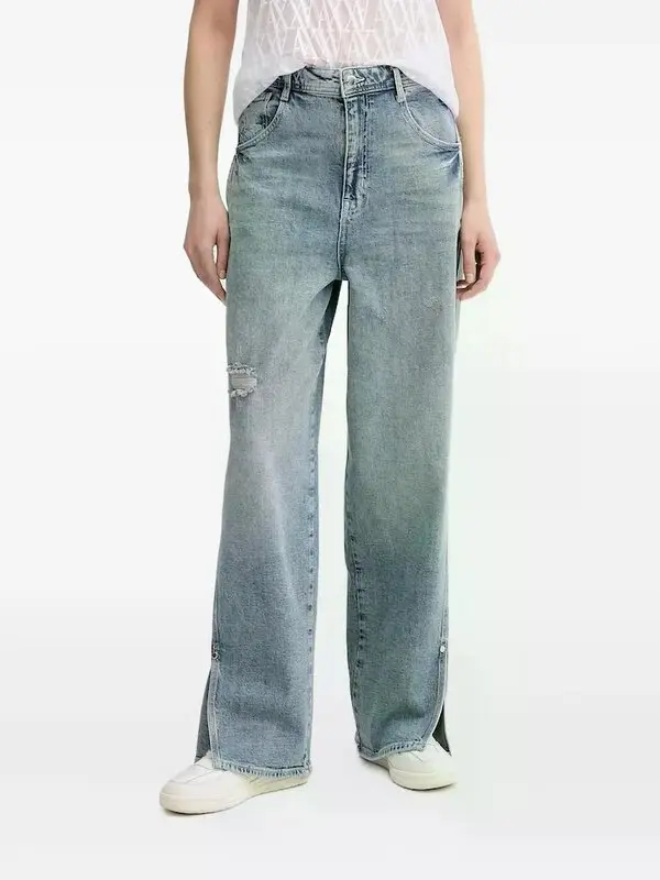 Armani Exchange Wide-leg Jeans With Logo Patch