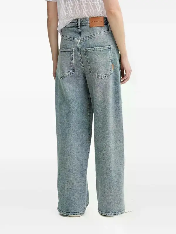Armani Exchange Wide-leg Jeans With Logo Patch