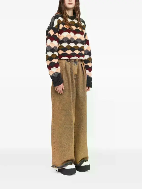 Alanui Pleat-detailed Acid-wash Jeans - Brown