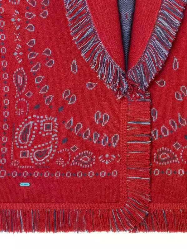 Alanui Bandana-jacquard Fringe Cardigan - Red