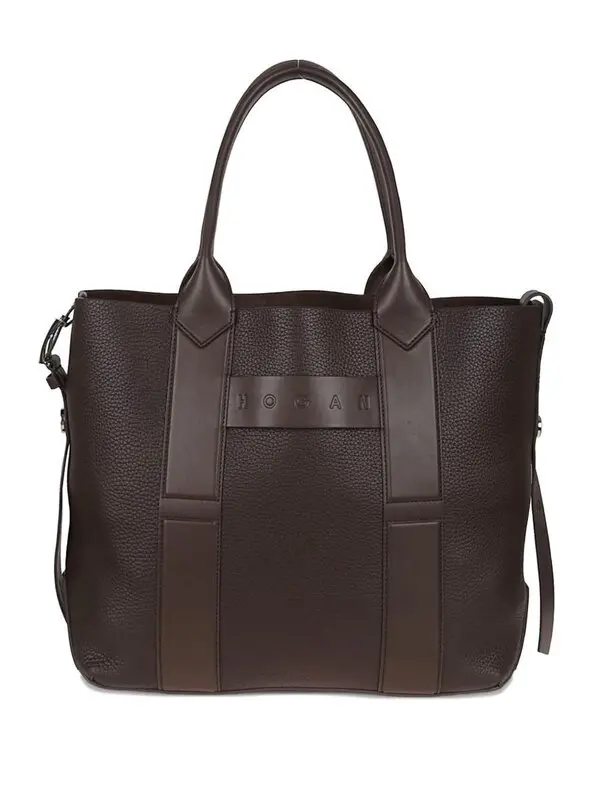 Hogan Script Medium Leather Tote - Brown