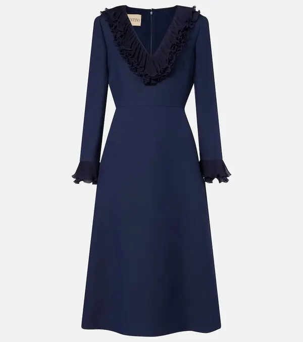 Valentino Garavani Crepe Couture Bow-detail Midi Dress - Blue