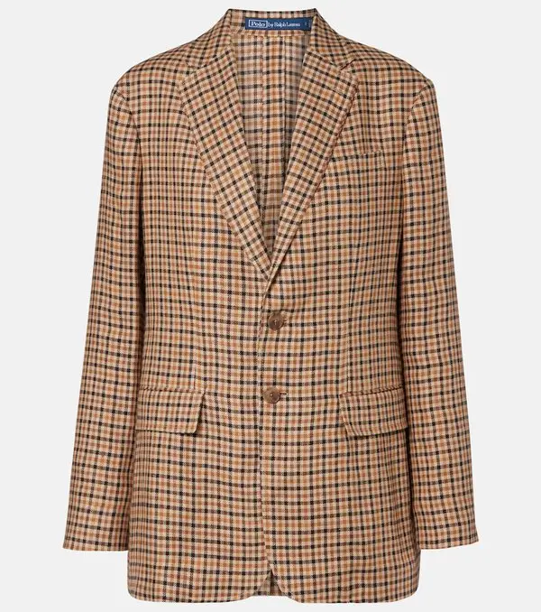Polo Ralph Lauren Plaid Linen Blazer - Brown