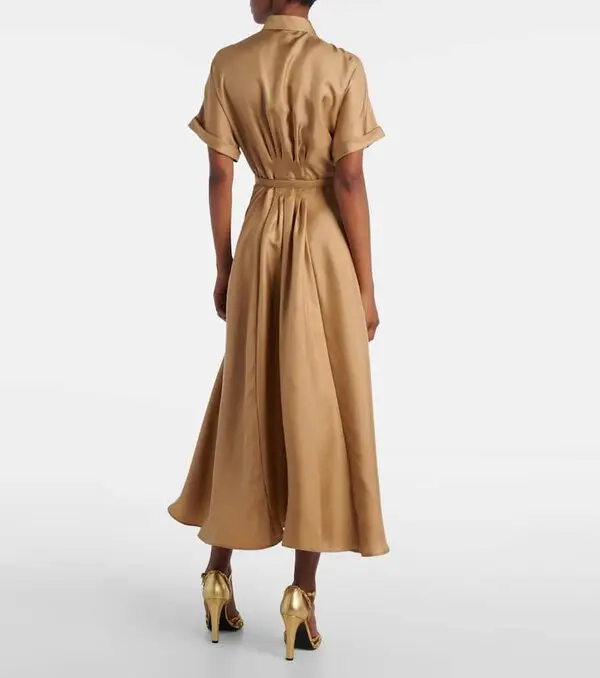 Ralph Lauren Silk Satin Midi Shirt Dress