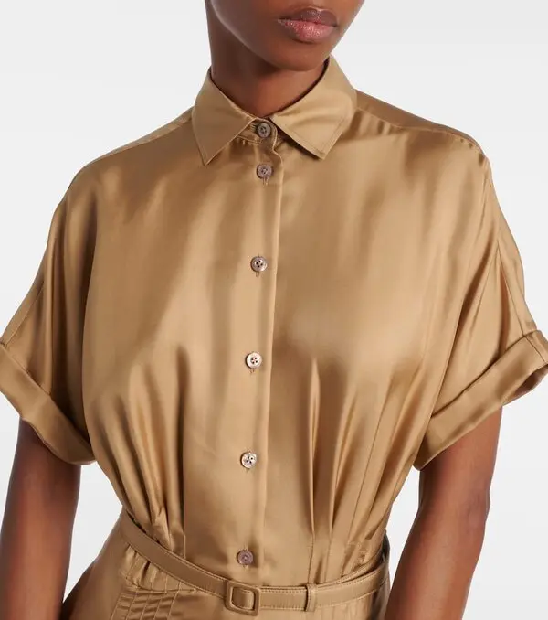 Ralph Lauren Silk Satin Midi Shirt Dress