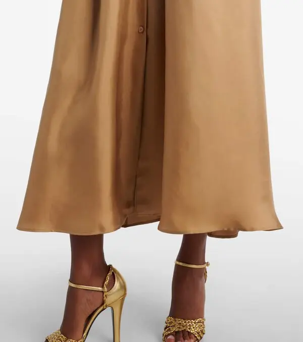 Ralph Lauren Silk Satin Midi Shirt Dress