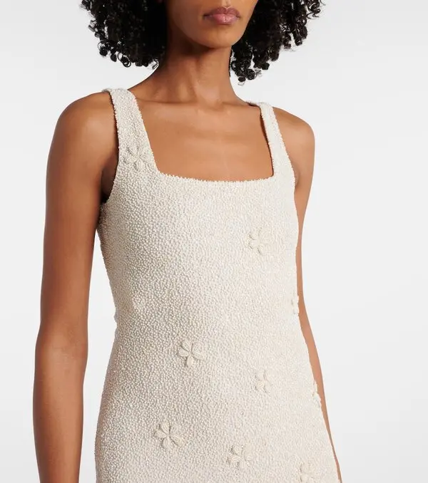 Staud Le Sable Beaded Minidress - White