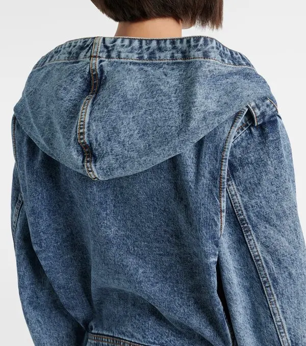 Alaïa Belted Hooded Denim Jacket