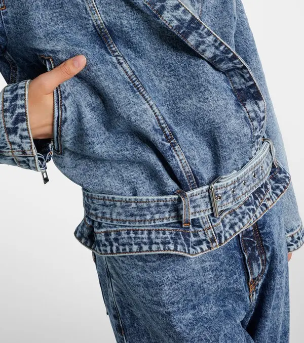 Alaïa Belted Hooded Denim Jacket