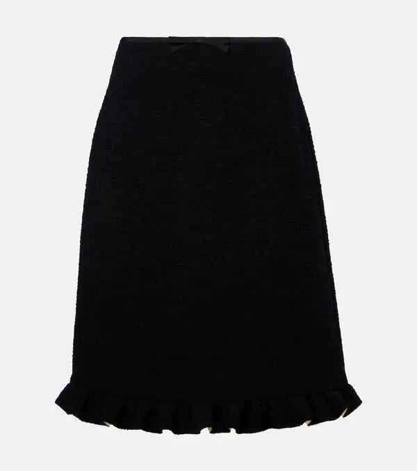 Valentino Garavani Wool-blend Mini Skirt With Ruffle Detail - Black