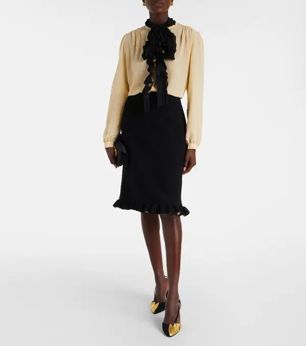 Valentino Garavani Wool-blend Mini Skirt With Ruffle Detail