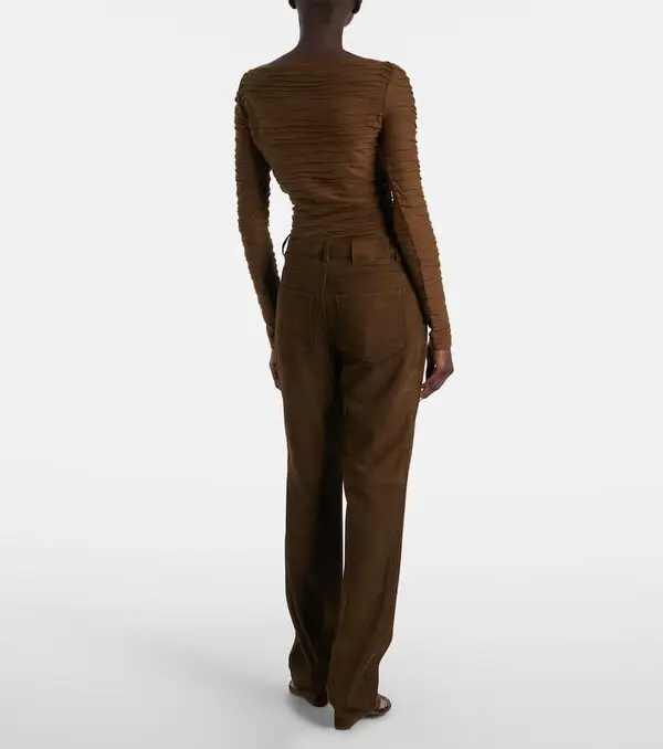 Proenza Schouler Maxine Suede Straight Leg Pants