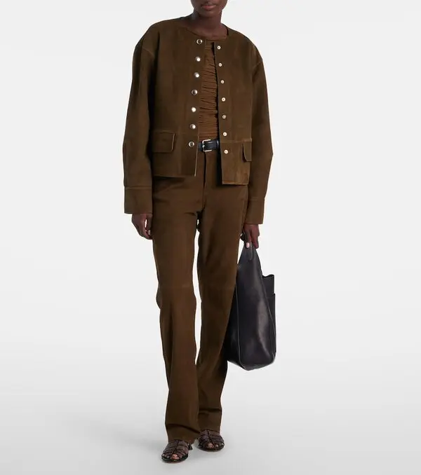 Proenza Schouler Maxine Suede Straight Leg Pants