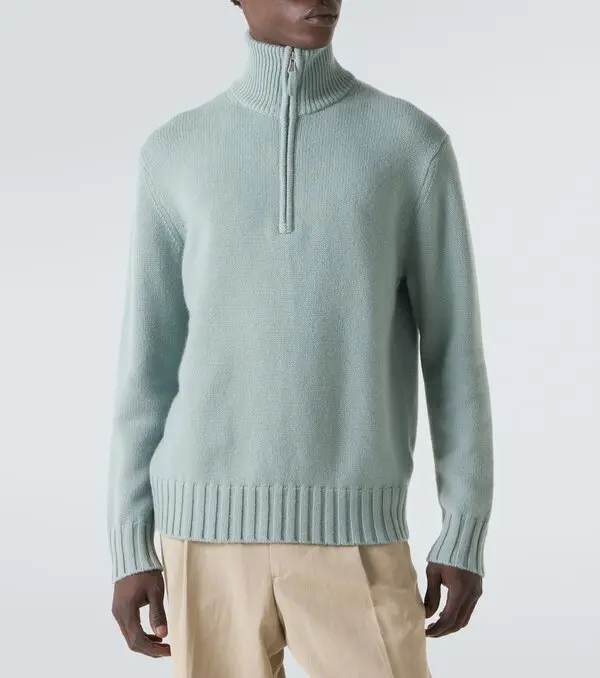 ALLUDE Cashmere Half-zip Sweater - Green