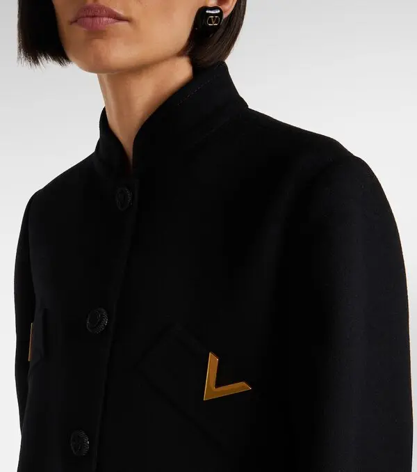 Valentino Garavani Vgold Wool And Cashmere Blend Coat - Black