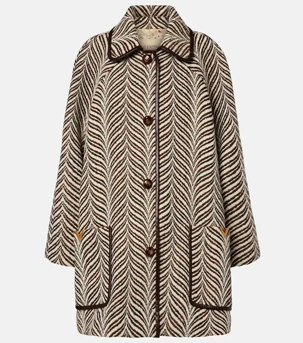 Valentino Garavani Vgold Wool And Cashmere Coat - Brown