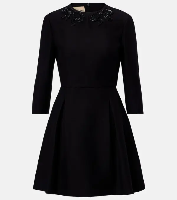 Valentino Garavani Crepe Couture Embellished Mini Dress - Black