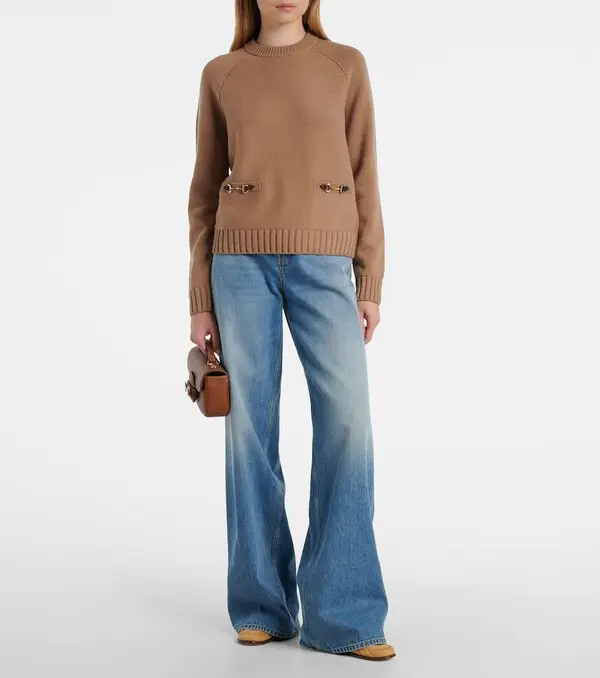 Gucci Horsebit Wool And Cashmere Sweater - Beige