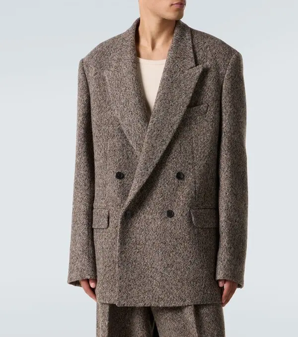 Dries Van Noten Oversized Wool-blend Tweed Blazer