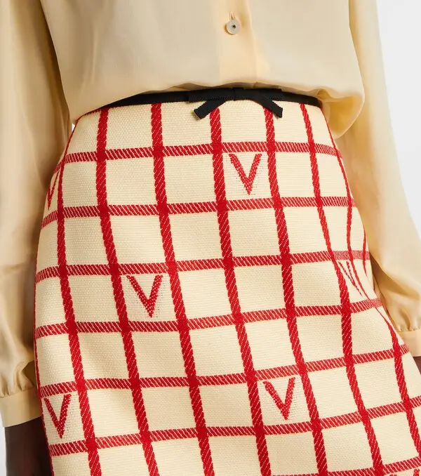 Valentino Garavani Vlogo Checked Miniskirt - Beige