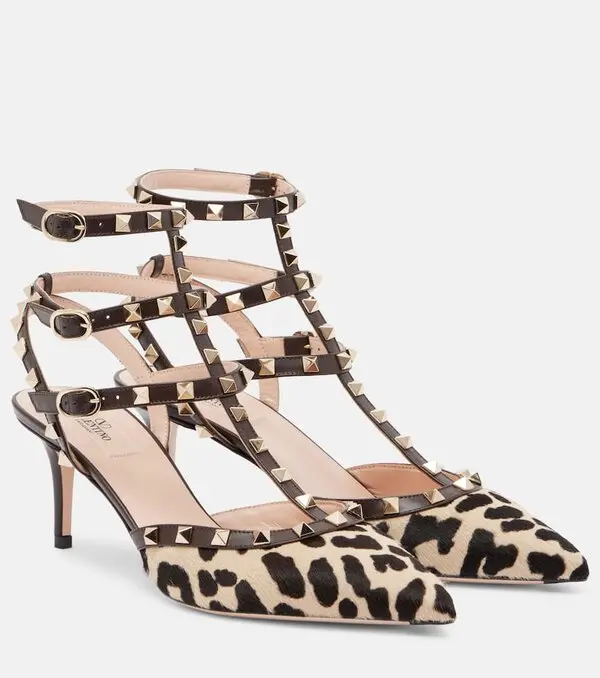 Valentino Garavani Rockstud 65 Calf Hair Pumps - Beige