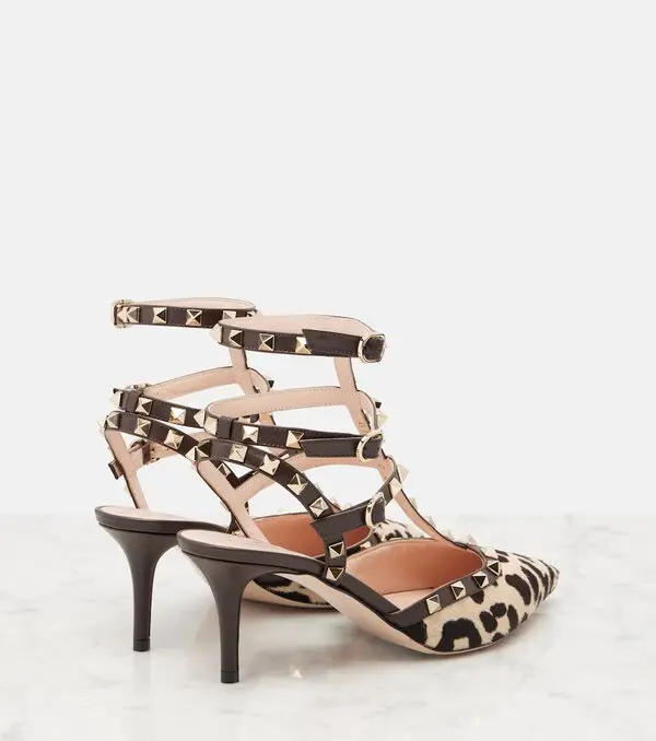Valentino Garavani Rockstud 65 Calf Hair Pumps - Beige