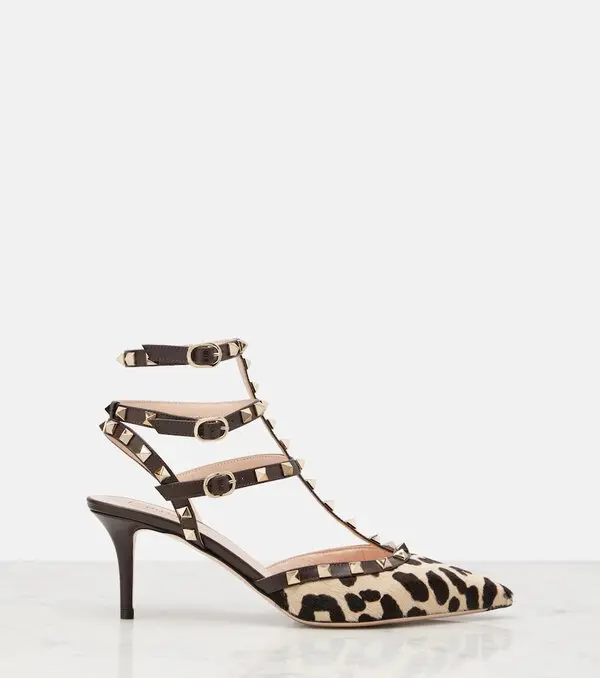 Valentino Garavani Rockstud 65 Calf Hair Pumps - Beige