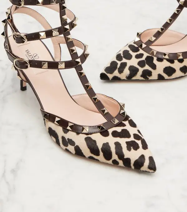 Valentino Garavani Rockstud 65 Calf Hair Pumps - Beige