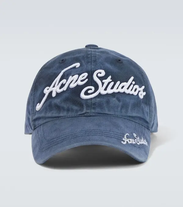 Acne Studios Logo Cotton Twill Baseball Cap - Blue