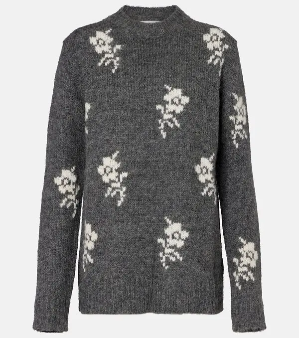 JIL SANDER Intarsia Alpaca And Wool-blend Sweater - Grey