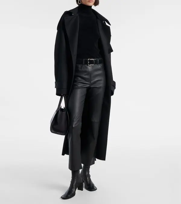 JOSEPH Duke Leather Slim Pants - Black