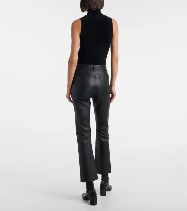 JOSEPH Duke Leather Slim Pants - Black