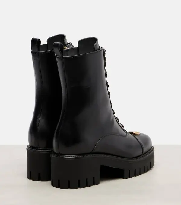 Gucci Double G Leather Combat Boots