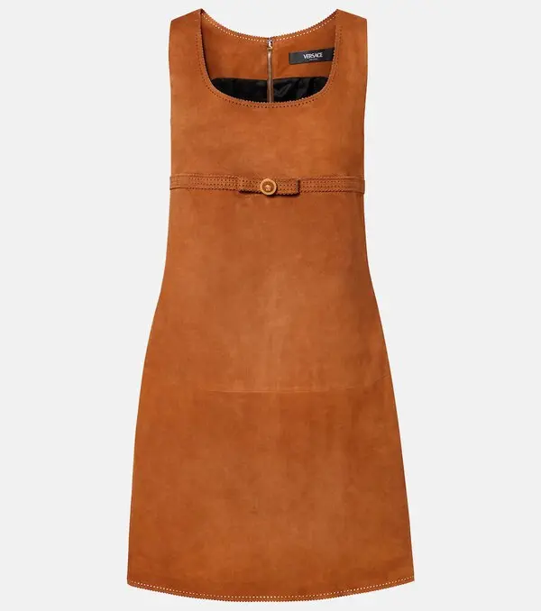 Versace Suede Mini Dress - Brown