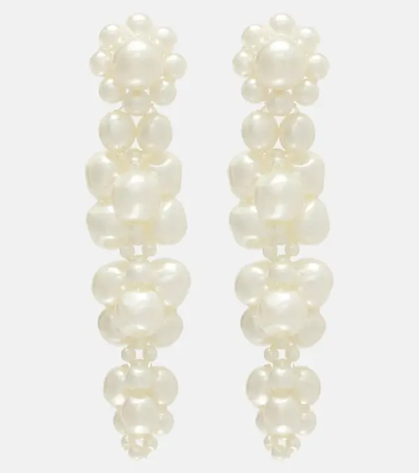 Simone Rocha Drip Faux Pearl Drop Earrings - White