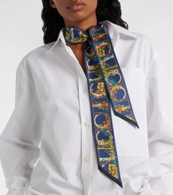 Gucci Gg Floral Silk Scarf