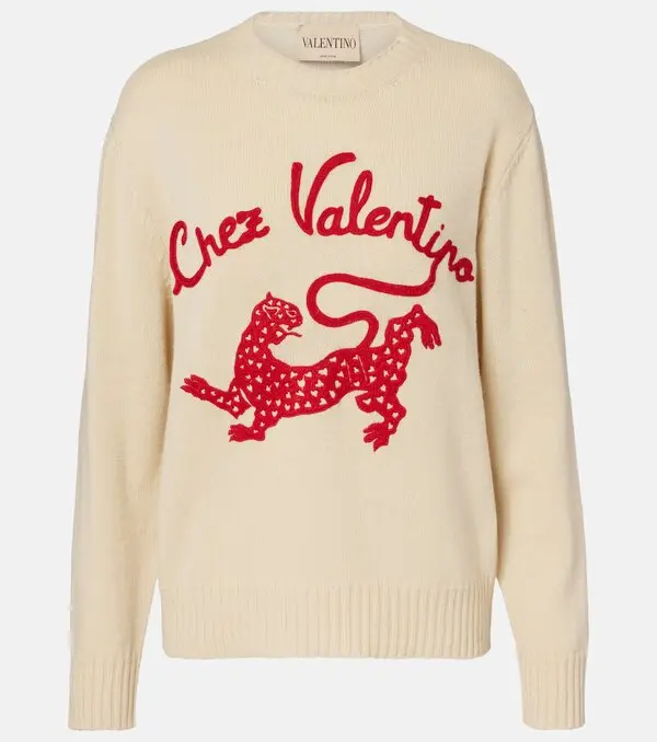 Valentino Garavani Chez Virgin Wool Sweater - Beige