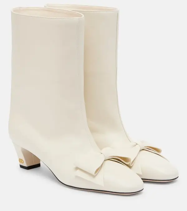 Valentino Garavani Bowow 45 Leather Boots - White