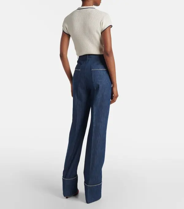 Valentino Garavani Straight Chambray Pants