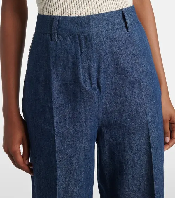 Valentino Garavani Straight Chambray Pants