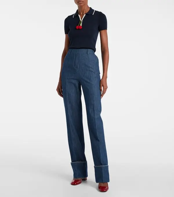 Valentino Garavani Straight Chambray Pants