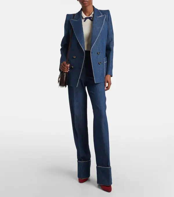 Valentino Garavani Straight Chambray Pants