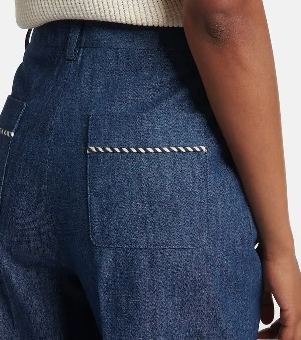 Valentino Garavani Straight Chambray Pants