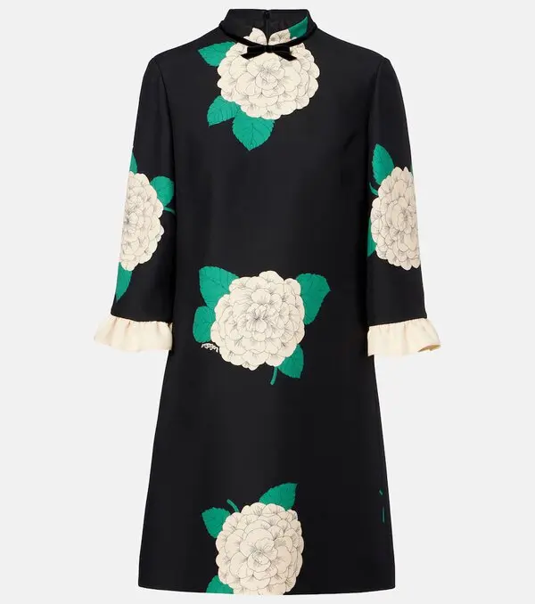 Valentino Garavani Crepe Couture Floral Minidress - Black