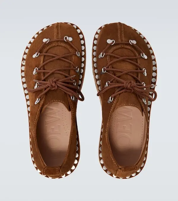 Loewe Studded Suede Lace-up Shoes