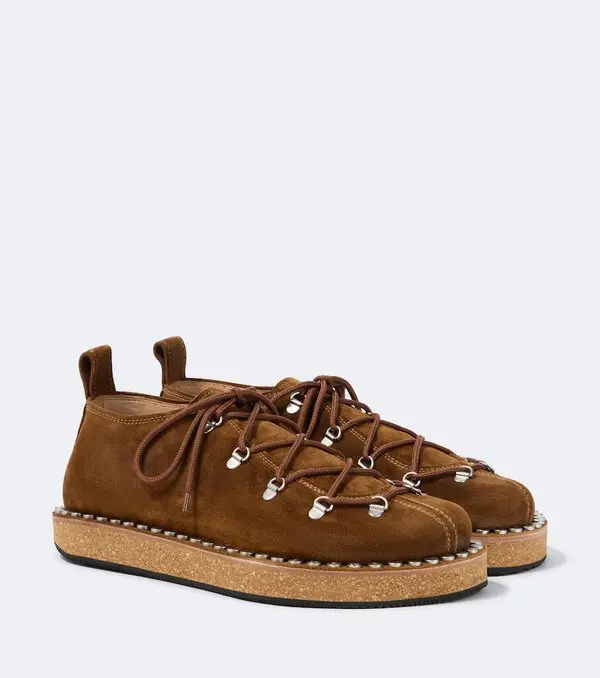 Loewe Rivet Studded Suede Shoes - Brown
