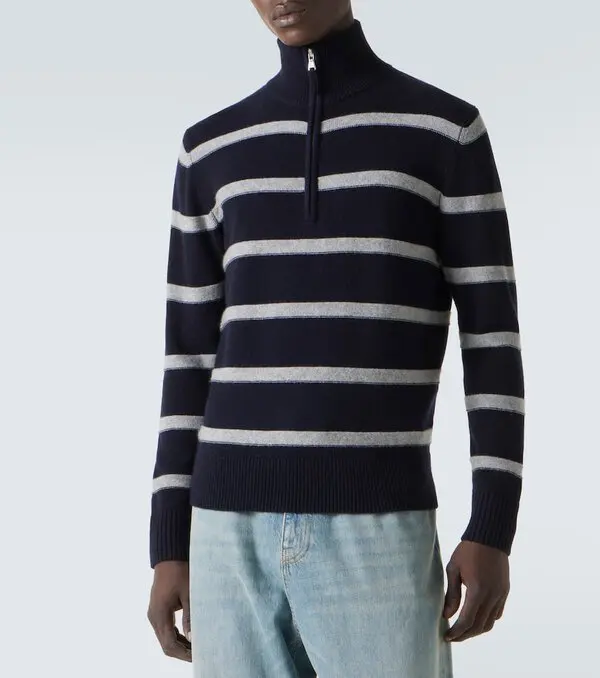 ALLUDE Wool And Cashmere Half-zip Sweater - Blue