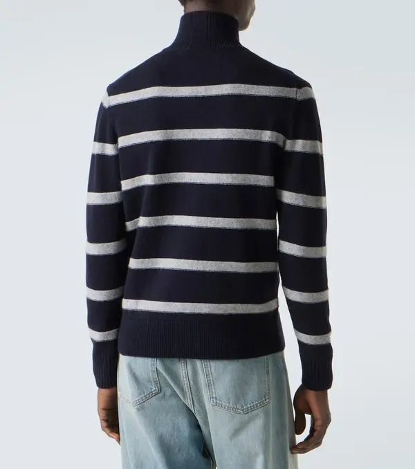 ALLUDE Wool And Cashmere Half-zip Sweater - Blue